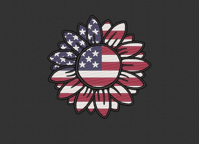Sunflower Embroidery Design American Flag Embroidery Design | Etsy