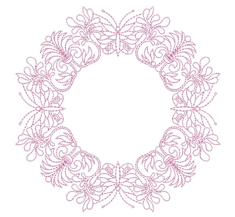 Frame Embroidery Design Flower Frame Embroidery Design - Etsy