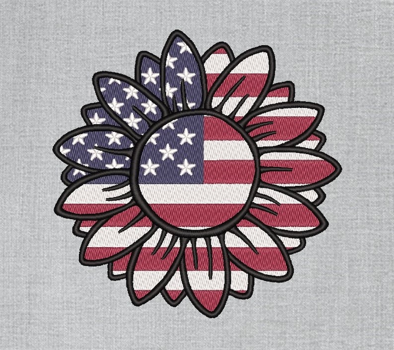 Sunflower Embroidery Design American Flag Embroidery Design | Etsy