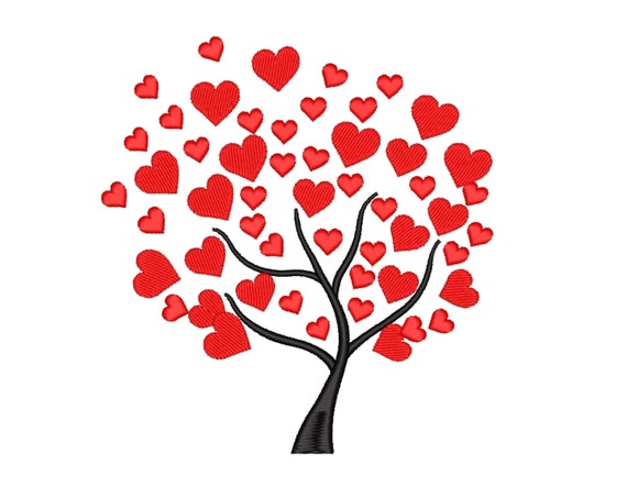 Love Tree Embroidery Design Happy Valentine's Day - Etsy