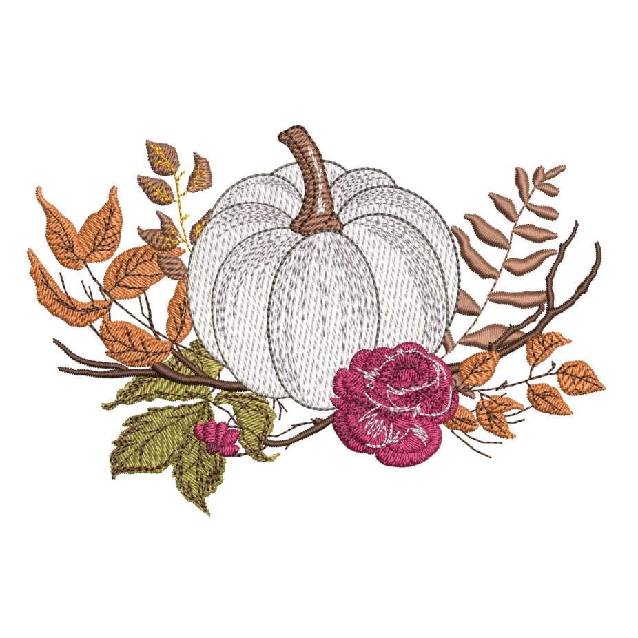 Autumn Pumpkin Embroidery Design, Fall Embroidery File, 4 Sizes ...