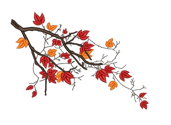 Autumn Branch Embroidery Design 5 Sizes Instant Download | Etsy