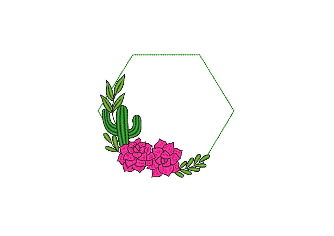 Cactus Frame Embroidery Design, Machine Embroidery Design, 4 Sizes ...