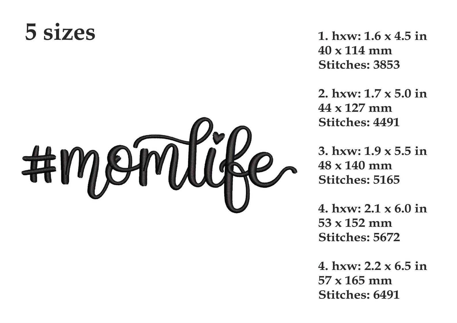 Mom Life Embroidery Design, 5 Sizes, Instant Download - Etsy