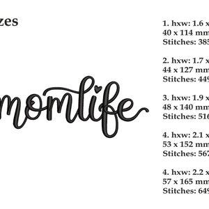 Mom Life Embroidery Design, 5 Sizes, Instant Download - Etsy