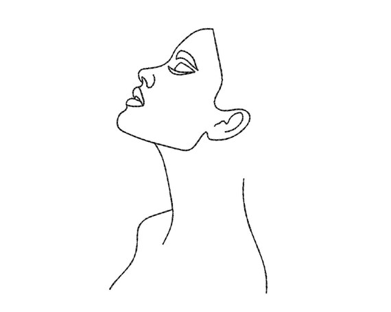 Woman Embroidery Design One Line Art Embroidery Design 5 | Etsy