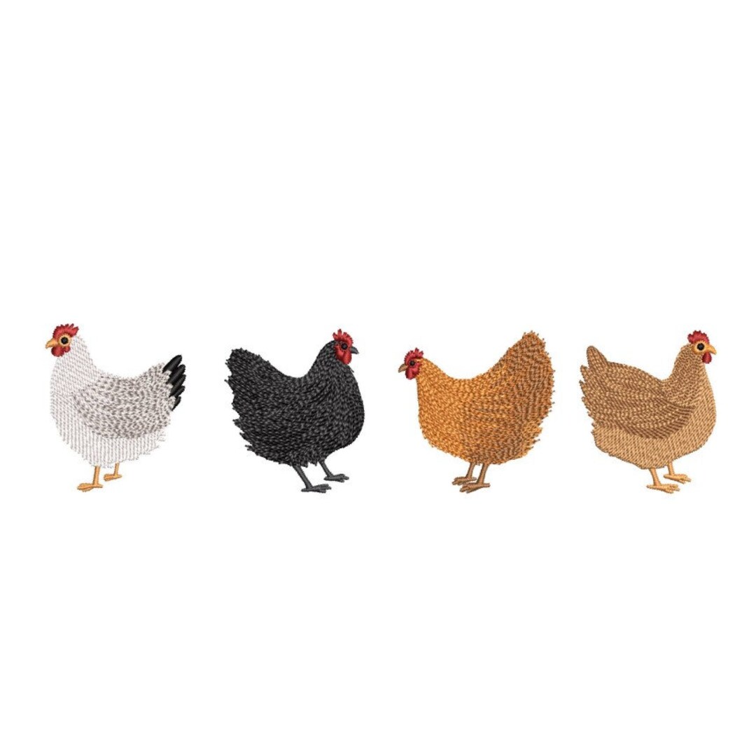 Chickens Embroidery Design, Farm Animal Embroidery Design, 3 Sizes ...