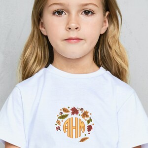 Fall Monogram Machine Embroidery Design, Autumn Leaves Embroidery ...