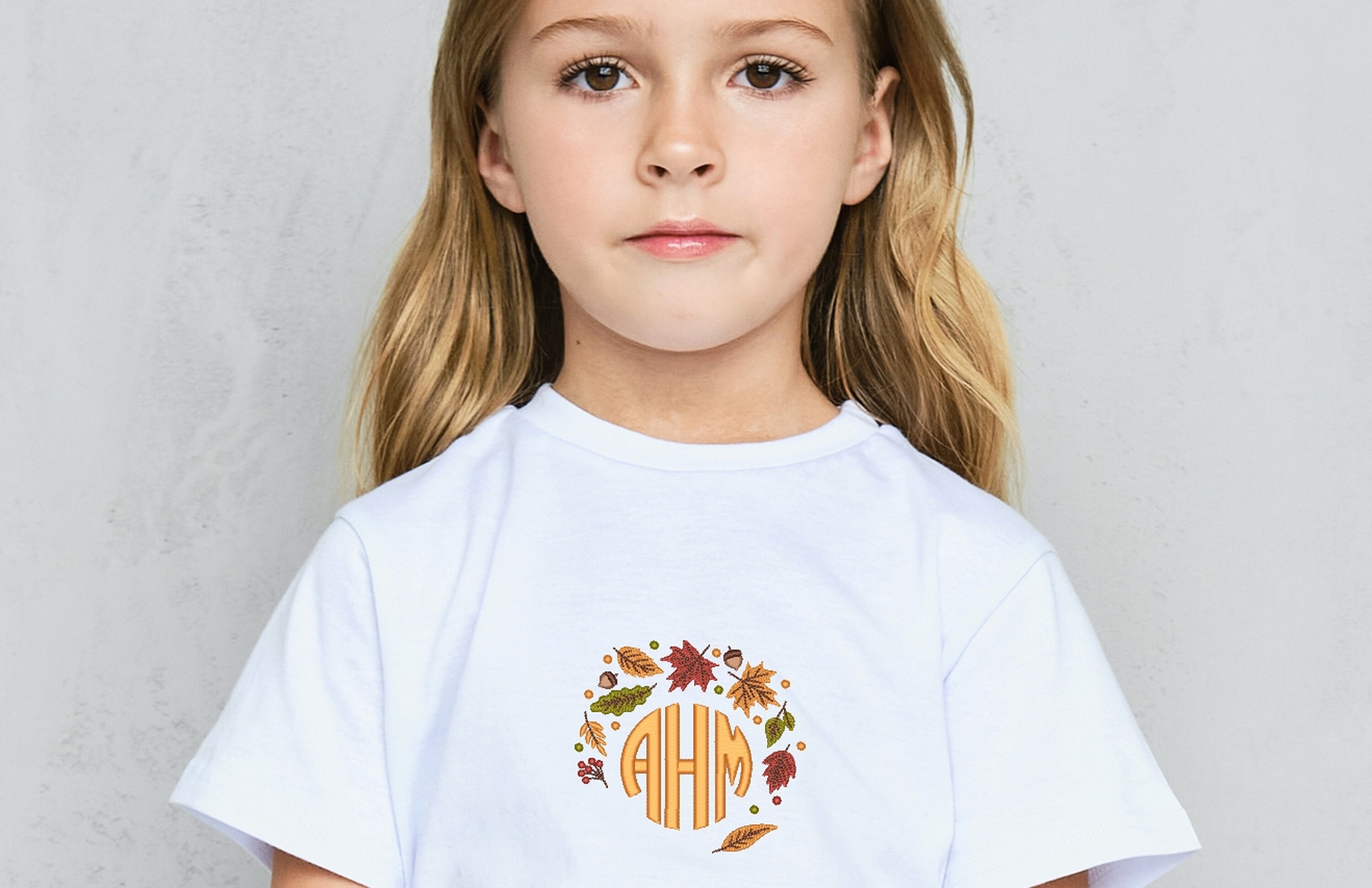 Fall Monogram Machine Embroidery Design Autumn Leaves | Etsy