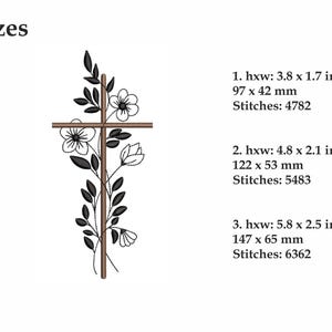 Flower Cross Embroidery Design, Religious Embroidery File, 3 Sizes ...