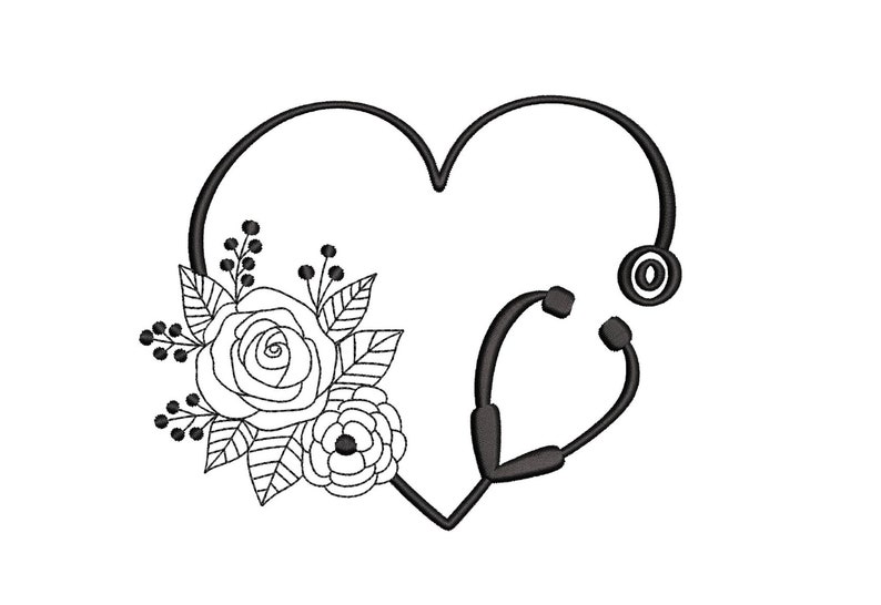 Nurse Floral Frame Embroidery Design, Nurse Life Embroidery, Nurse ...