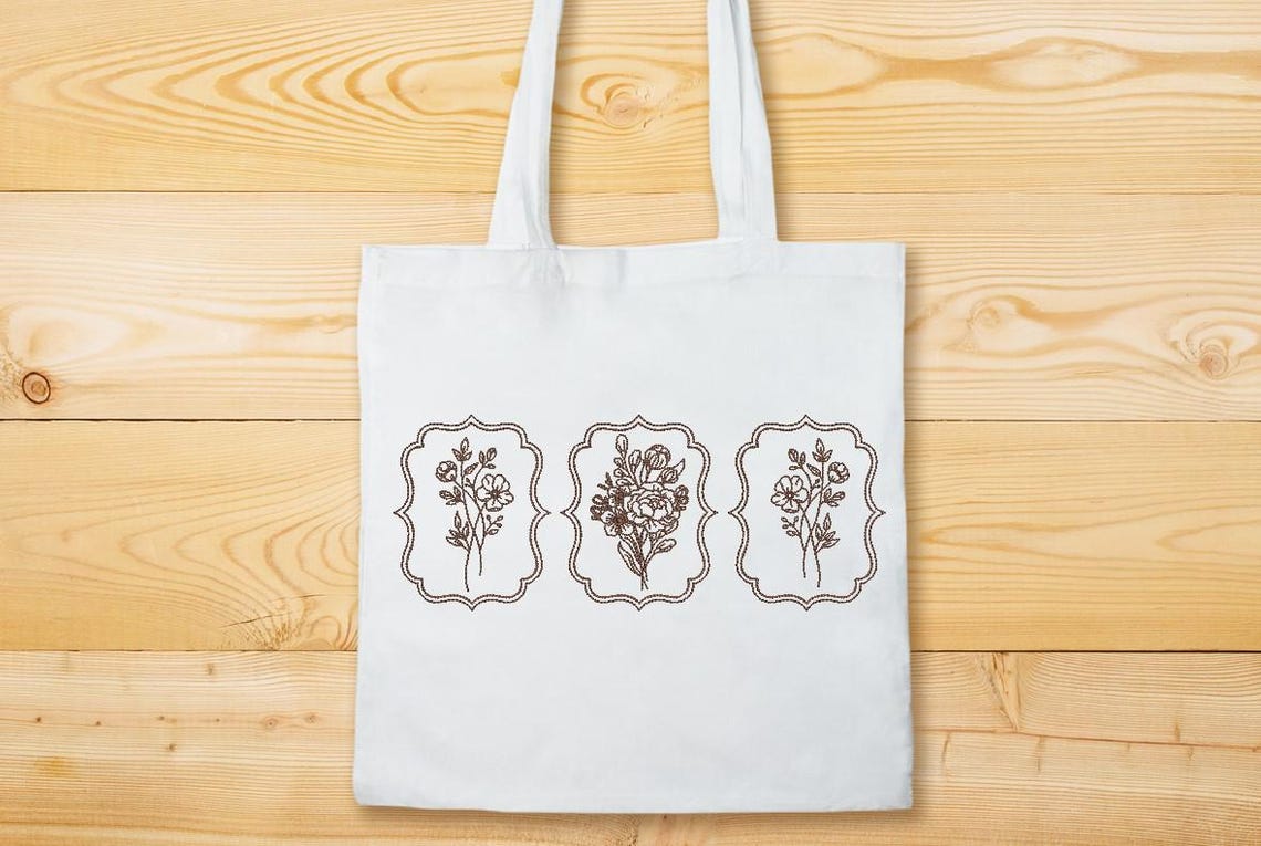 Floral Postal Stamps Frames Machine Embroidery Design, 4 Sizes, Instant ...