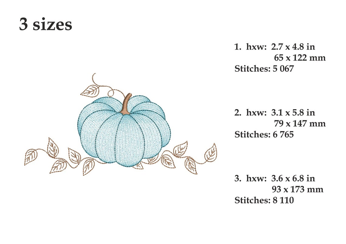 Pumpkin Embroidery Design, Autumn Embroidery Design, Thanksgiving ...