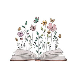 Book With Flowers Embroidery Design, Just One More Chapter Embroidery ...