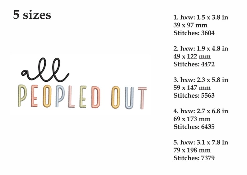 All Peopled Out Embroidery Design, Funny Introvert Quote Machine ...