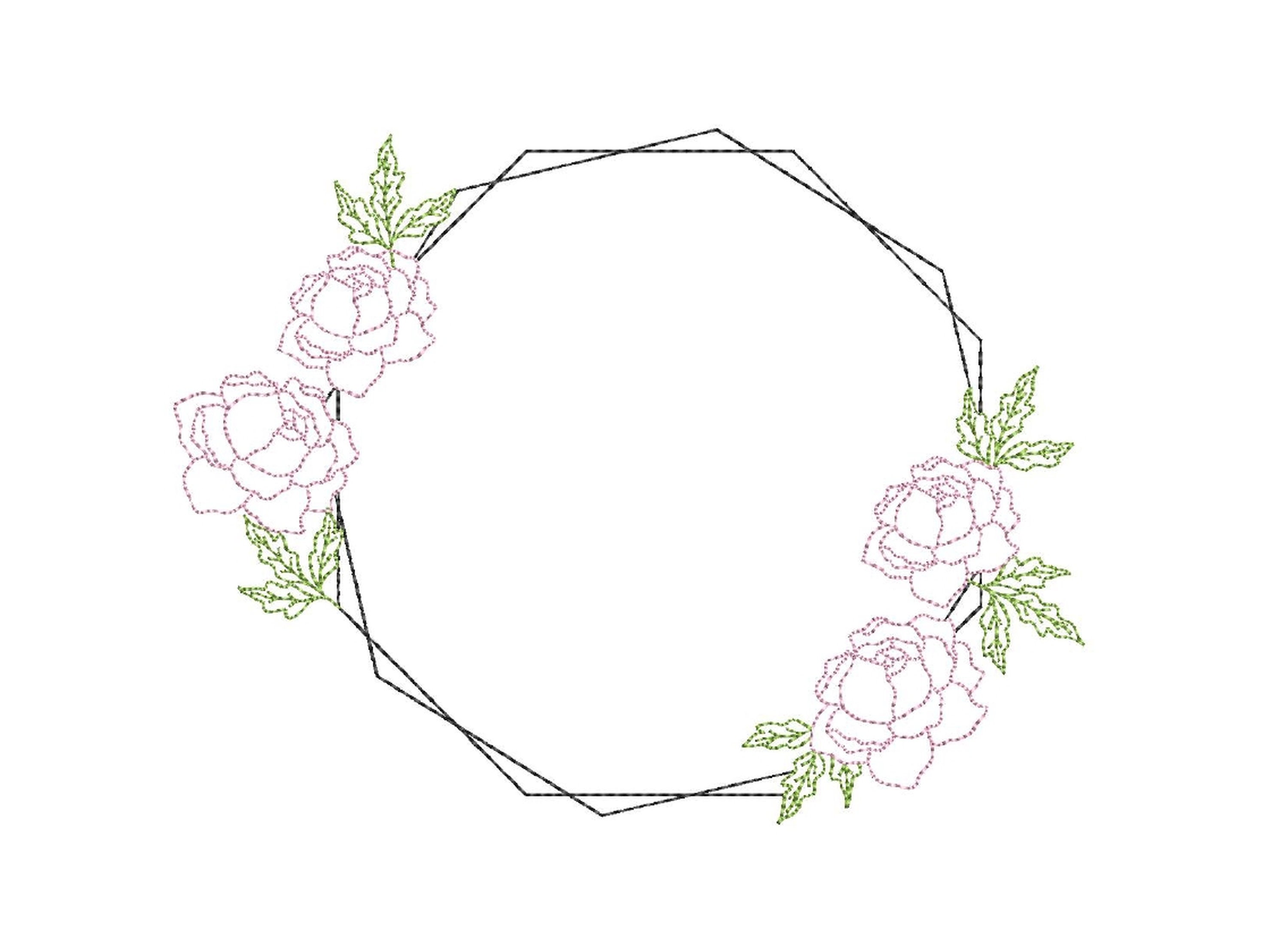 Floral Frame Embroidery Design, 4 Sizes, Instant Download - Etsy