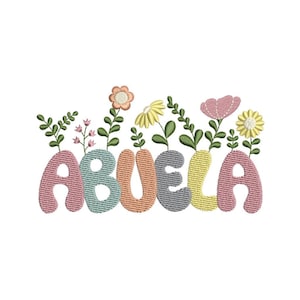 Abuela Embroidery Design, Retro Mothers Day Embroidery Design, 3 Sizes ...