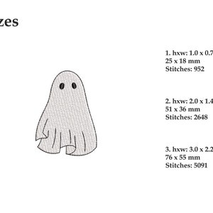 Mini Cute Ghost Machine Embroidery Design, Halloween Embroidery File, 3 ...
