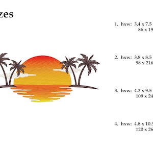 Palm Tree Embroidery Design, Summer Beach Embroidery File, 4 Sizes ...