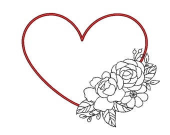Heart Love Frame Machine Embroidery Design File - Etsy