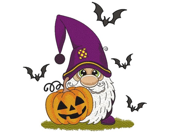 Halloween Gnome Embroidery Design Autumn Embroidery File 3 - Etsy