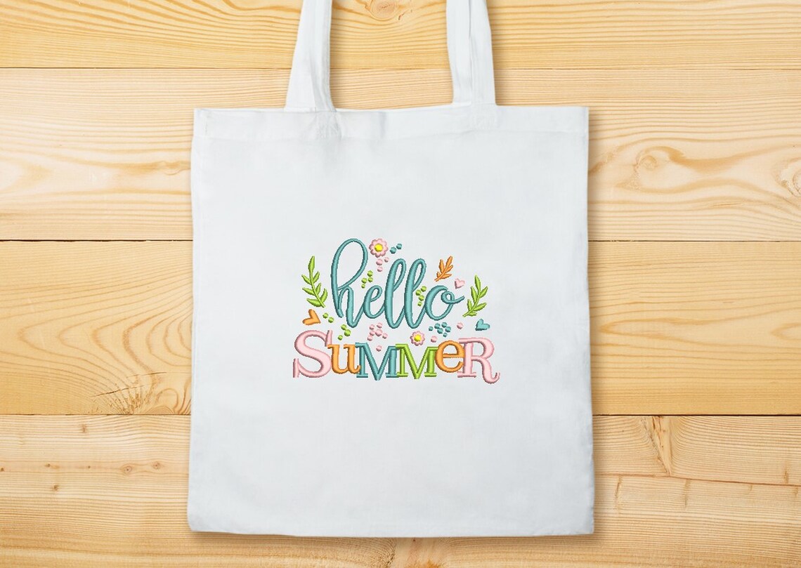 Hello Summer Machine Embroidery Design 3 Sizes Instant - Etsy