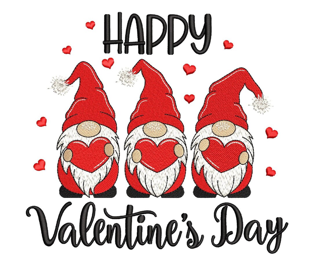 Happy Valentine's Day Gnomes Embroidery Design, 5 Sizes, Instant ...