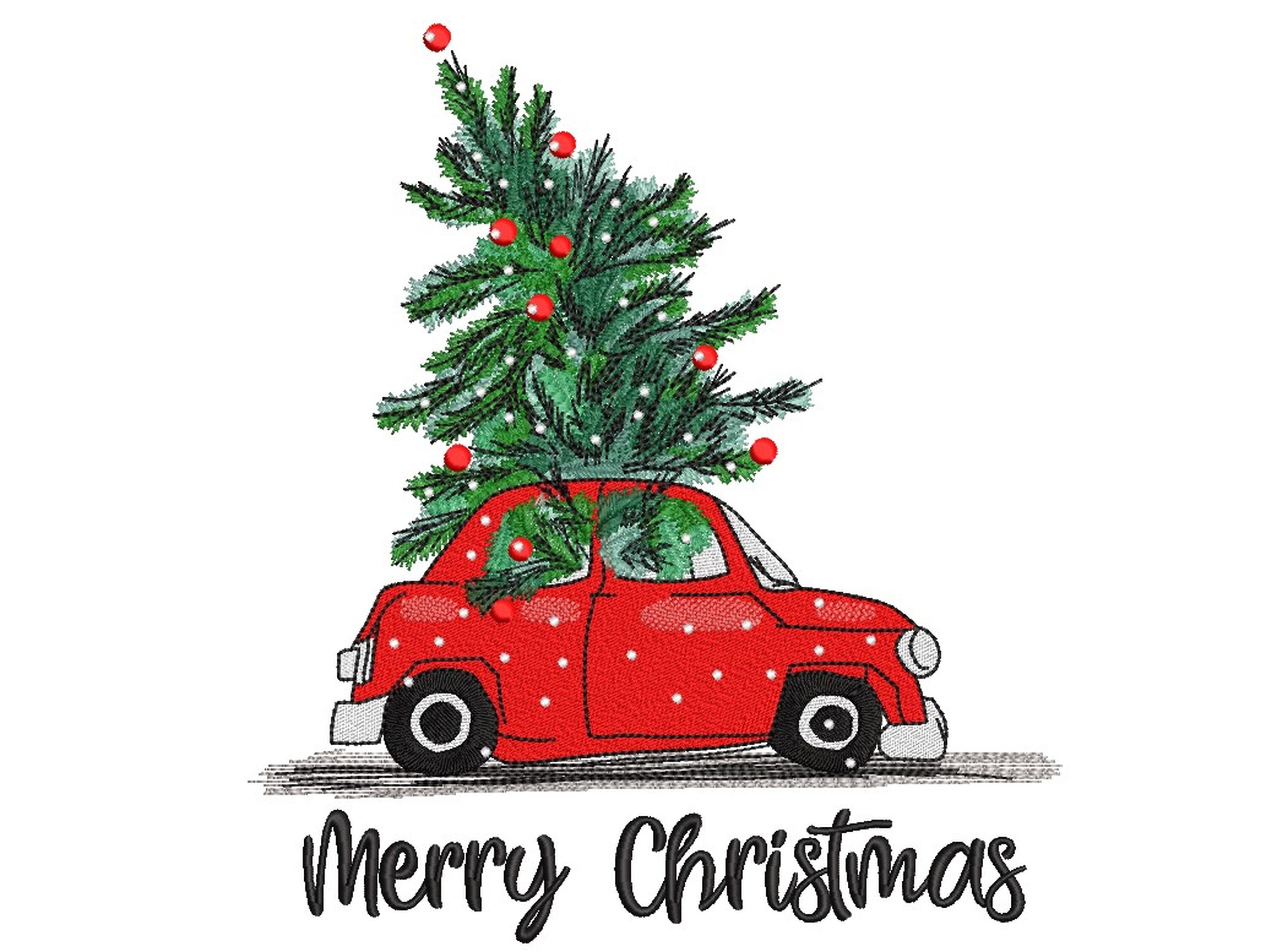 Weihnachtsbaum Stickdatei Vintage Auto Stickdatei 4 Größen | Etsy