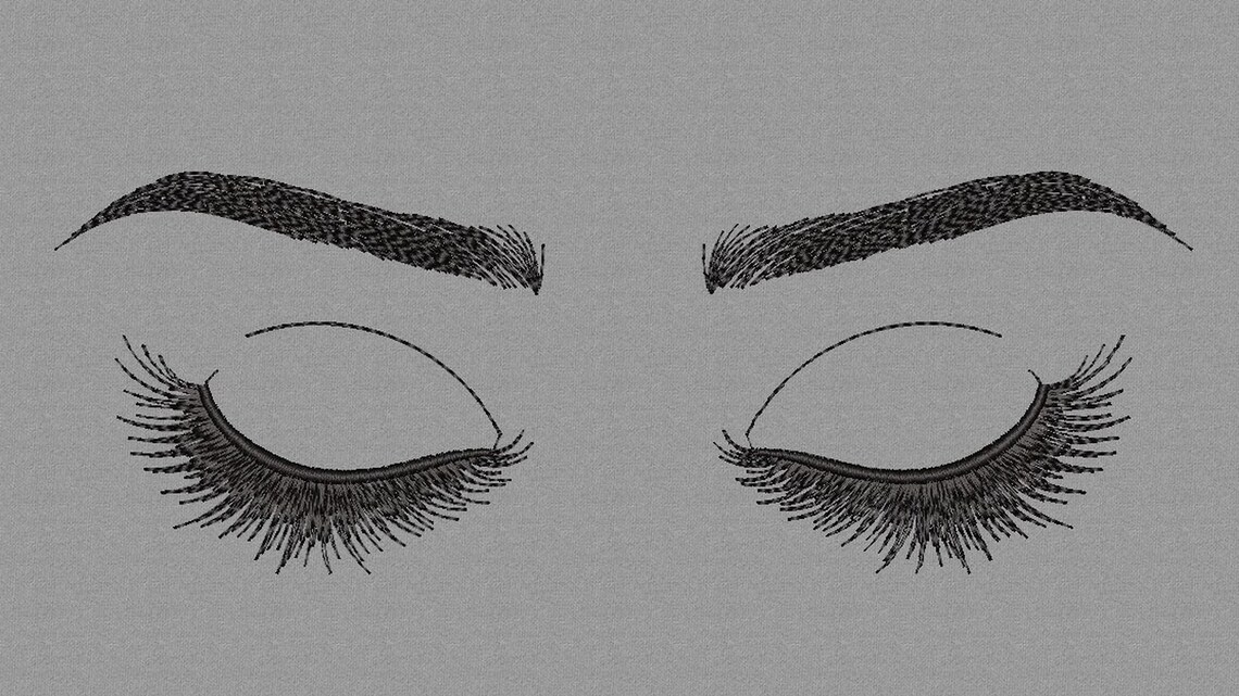 Eyelashes Embroidery Design 4 Sizes Instant Download - Etsy