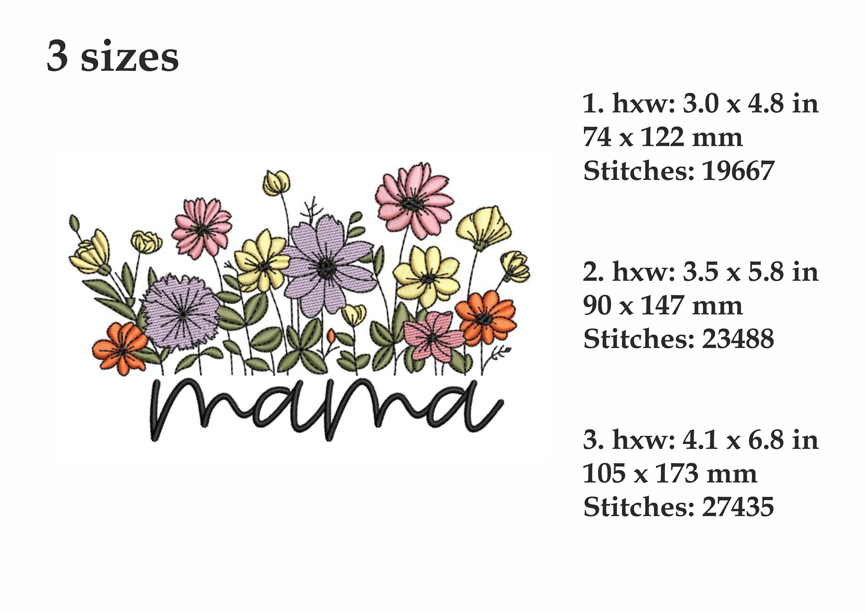 Mama Flower Embroidery Design, 3 Sizes, Instant Download - Etsy