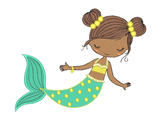 Mermaid Embroidery Design Princess Embroidery File 4 Sizes | Etsy