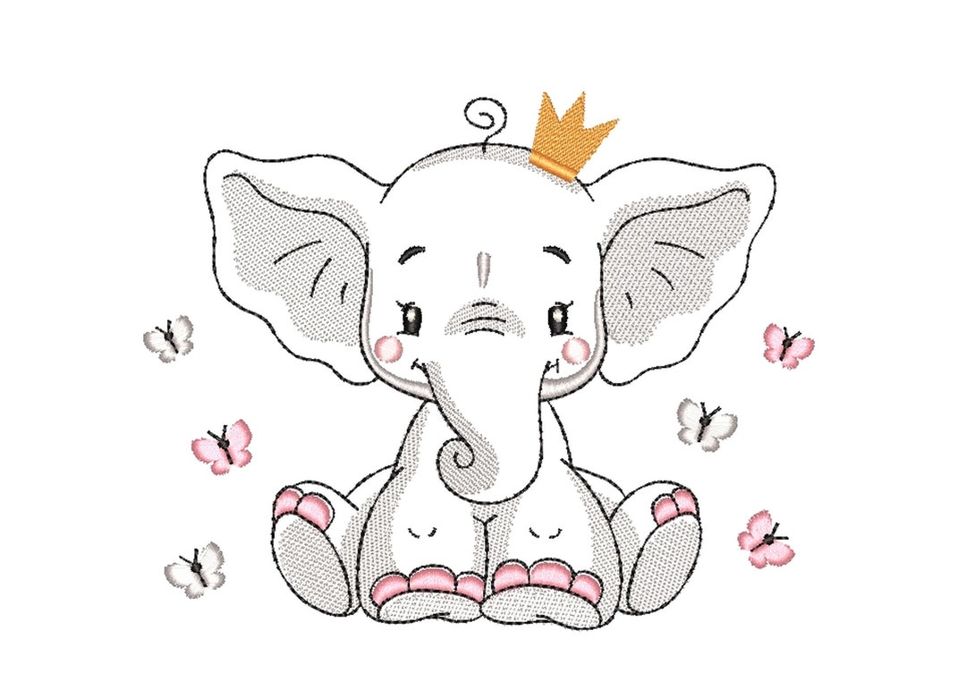 Baby Elephant Embroidery Design, 4 Sizes, Instant Download - Etsy