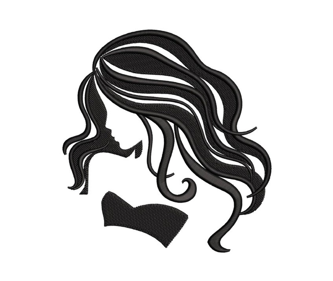 Woman Silhouette Embroidery Design, Hair Embroidery, Machine Embroidery ...