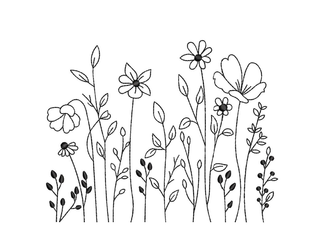 Wildflowers Machine Embroidery Design, 4 Sizes, Instant Download - Etsy