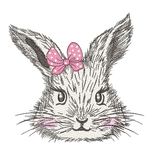 Pretty Bunny Embroidery Design Easter Embroidery File 4 - Etsy