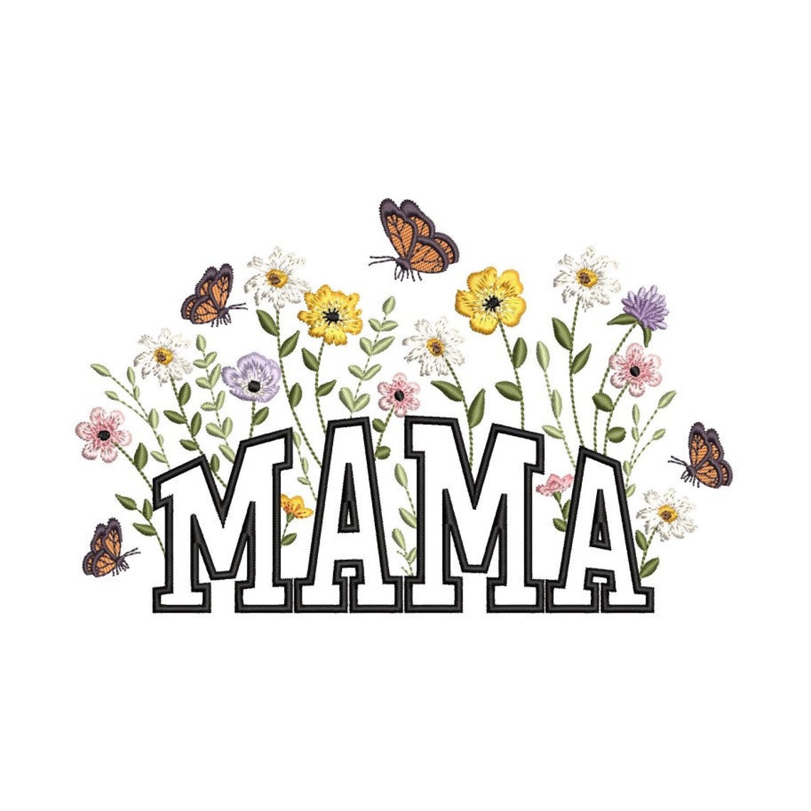 Mama Flower Embroidery Design, 3 Sizes, Instant Download - Etsy