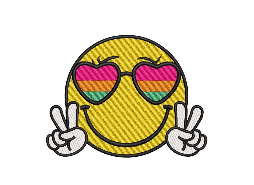 Retro Smile Face Embroidery Design, Trendy Embroidery Design, 3 Sizes ...