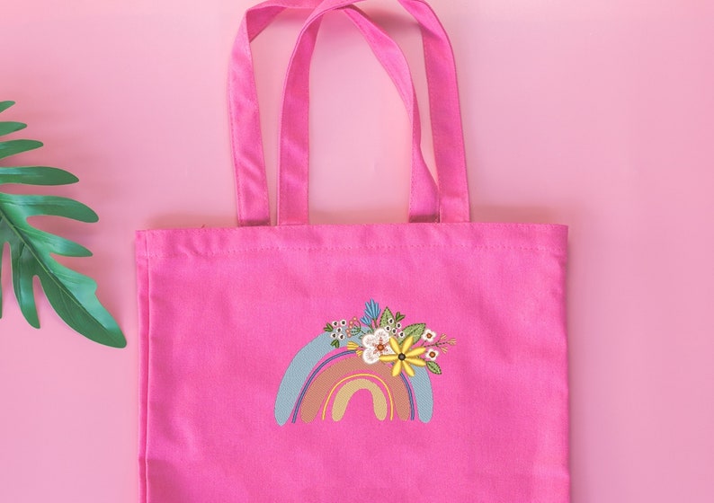 Floral Boho Rainbow Embroidery Design 3 Sizes Instant | Etsy