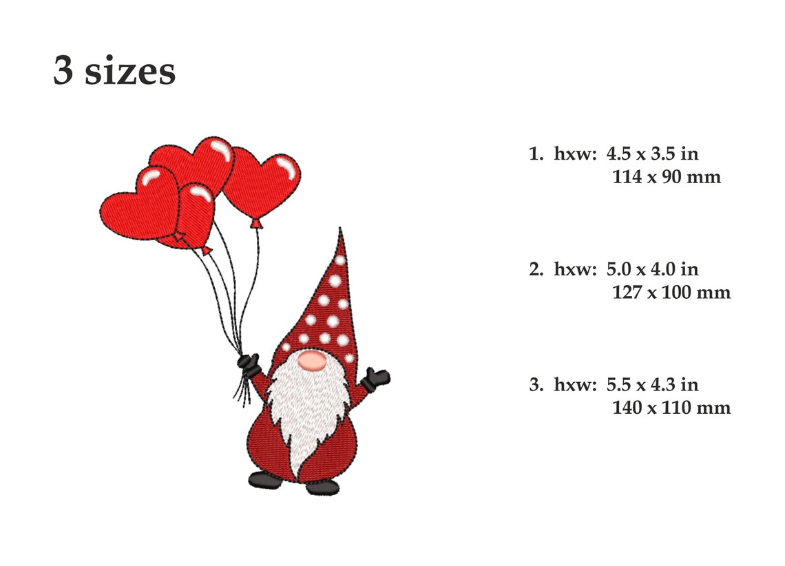 Valentine Gnome Embroidery Design Happy Valentine's Day - Etsy