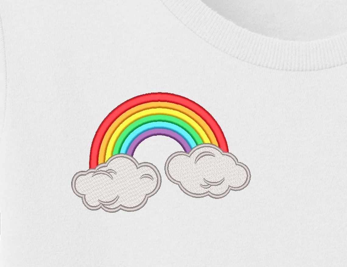 Rainbow Embroidery Design 3 Sizes Instant Download | Etsy