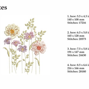 Flowers Machine Embroidery Design, 4 Sizes, Instant Download - Etsy