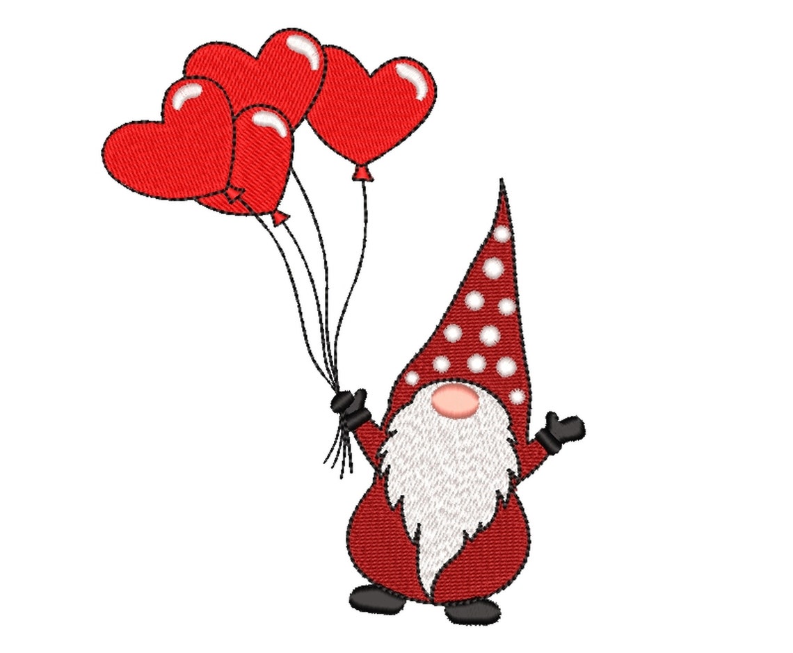Valentine Gnome Embroidery Design Happy Valentine's Day - Etsy
