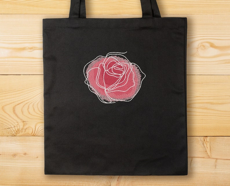 One Line Rose Machine Embroidery Design 4 Sizes Instant | Etsy