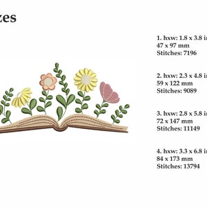 Floral Book Embroidery Design, 4 Sizes, Instant Download - Etsy