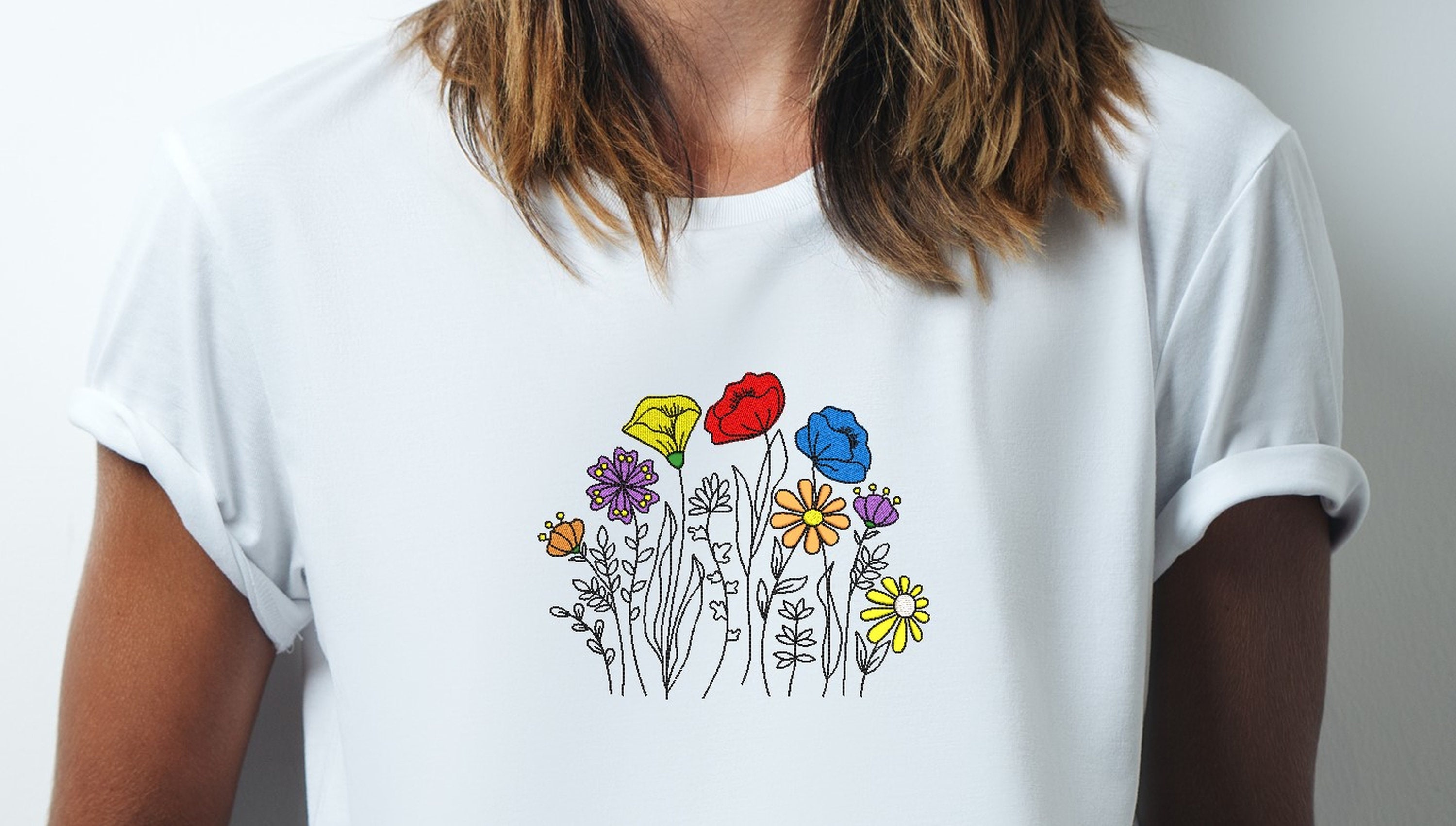 Wildflower Meadow Embroidery Design 3 Sizes Instant Download - Etsy