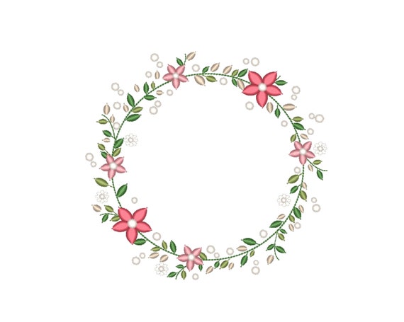Flower Frame Embroidery Design Monogram Embroidery Design - Etsy