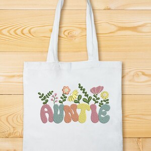 Auntie Flower Embroidery Design, Groovy Aunt Embroidery Design, 3 Sizes ...