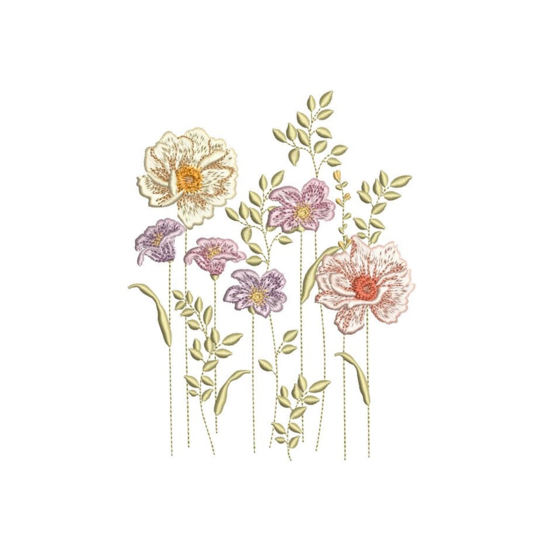 Flowers Machine Embroidery Design, 4 Sizes, Instant Download - Etsy
