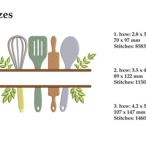 Kitchen Utensils Split Monogram Embroidery Design, Kitchen Split Frame ...