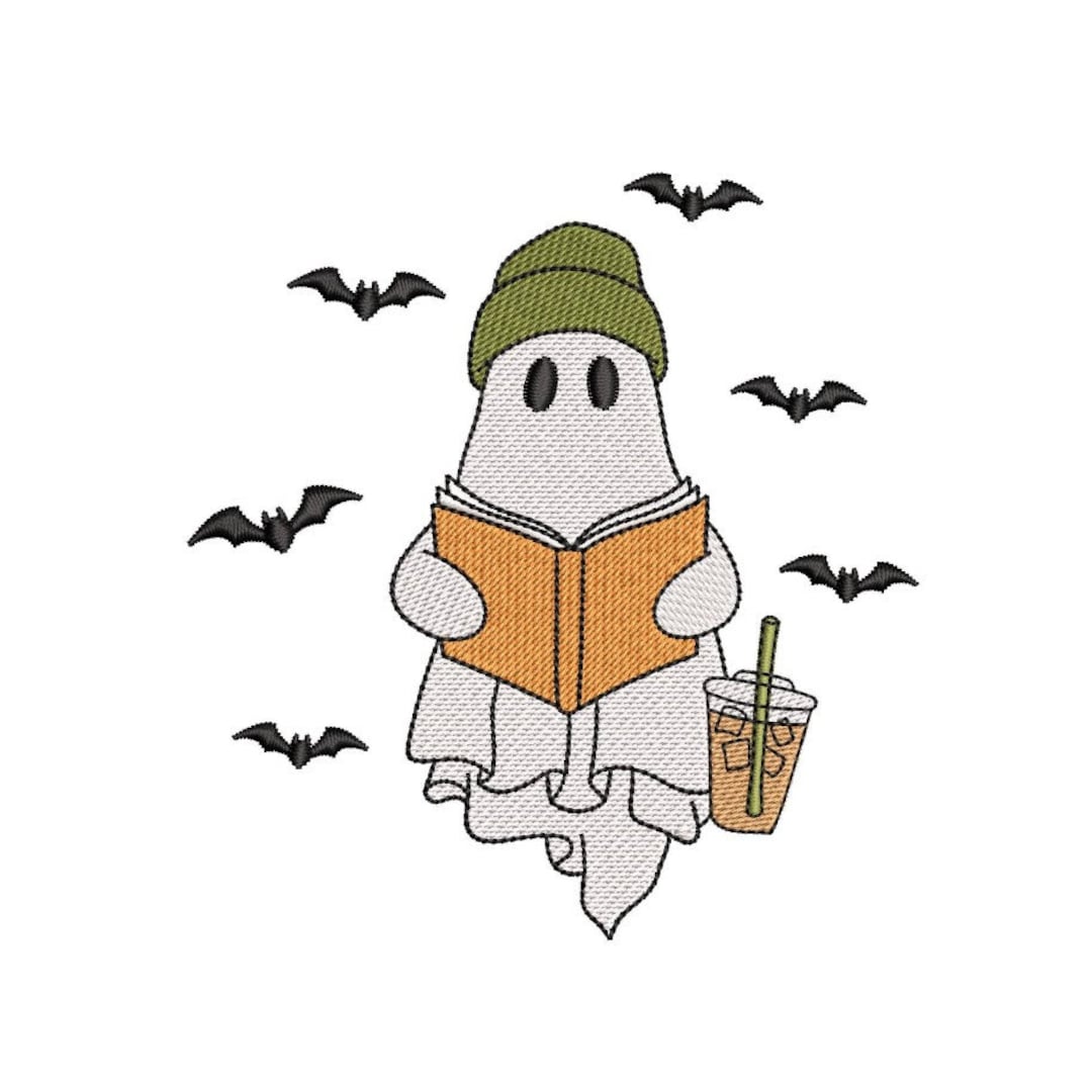 Ghost Reading Book Embroidery Design Halloween Machine Embroidery File ...